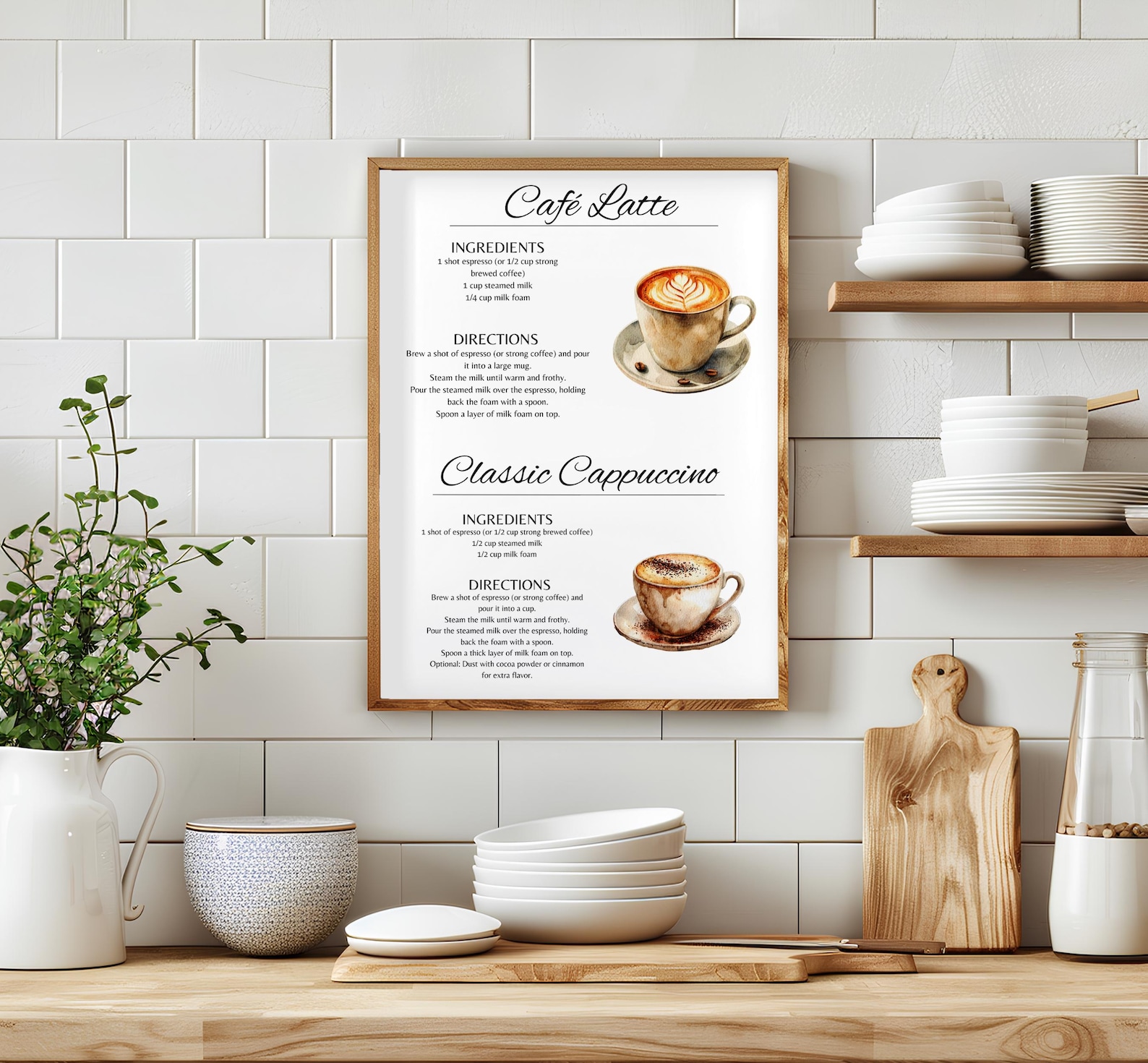 8 Simple Coffee Recipe Cards, PDF Coffee Recipe Cards, PNG Printable ...