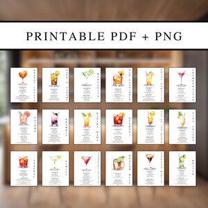 Printable Cocktail Recipe Cards, 20 Cocktail Recipe Cards, Recipe Cards ...