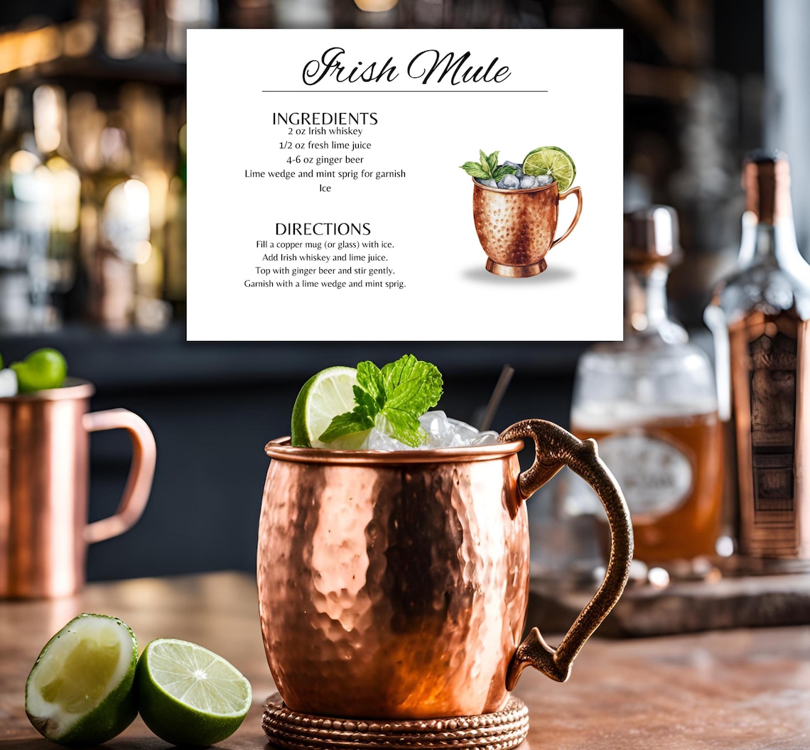 Printable St. Patrick's Day Cocktail Recipe Cards, Set of 10 St ...