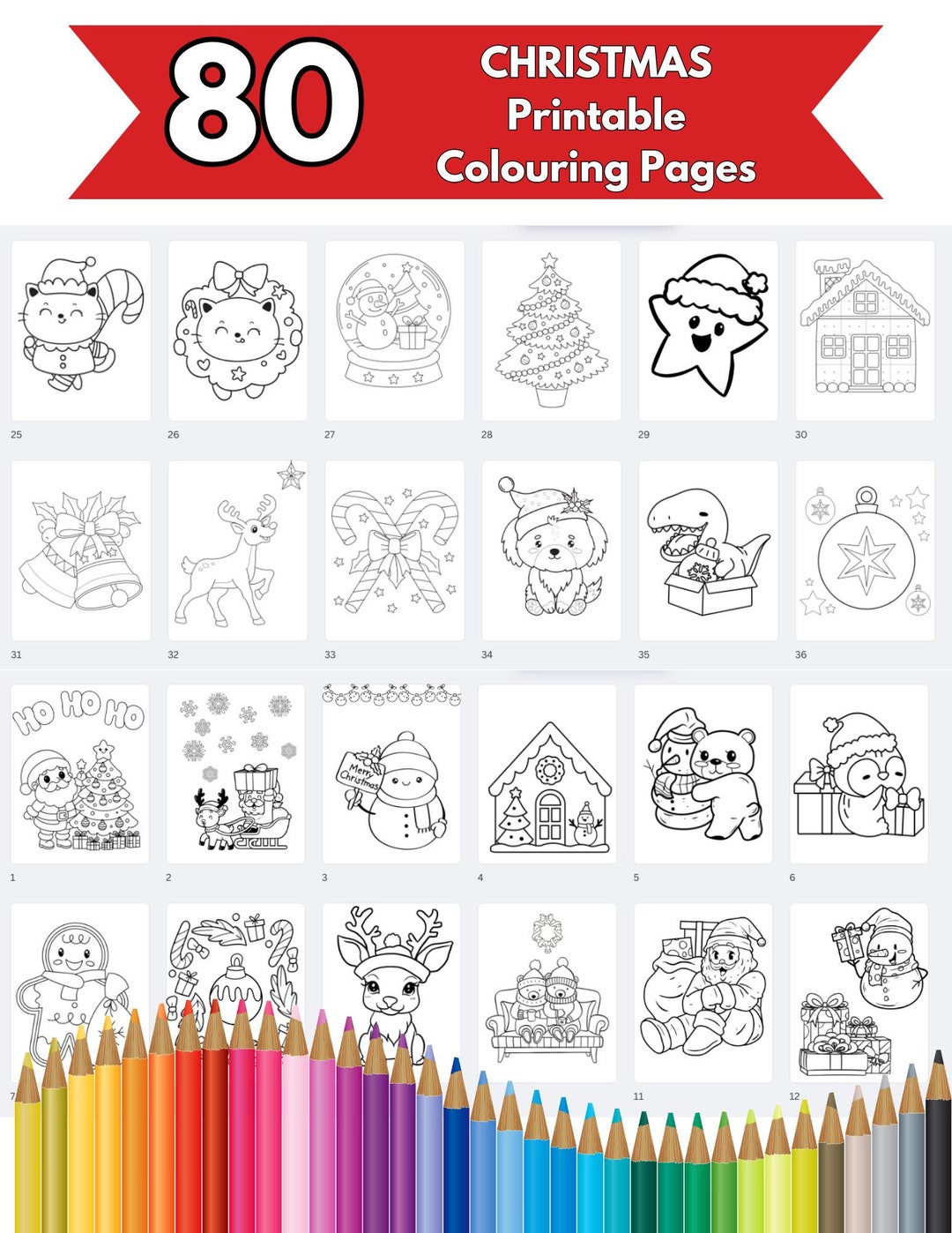 80 Christmas Coloring Pages for Kids Toddlers Preschoolers Toddlers ...