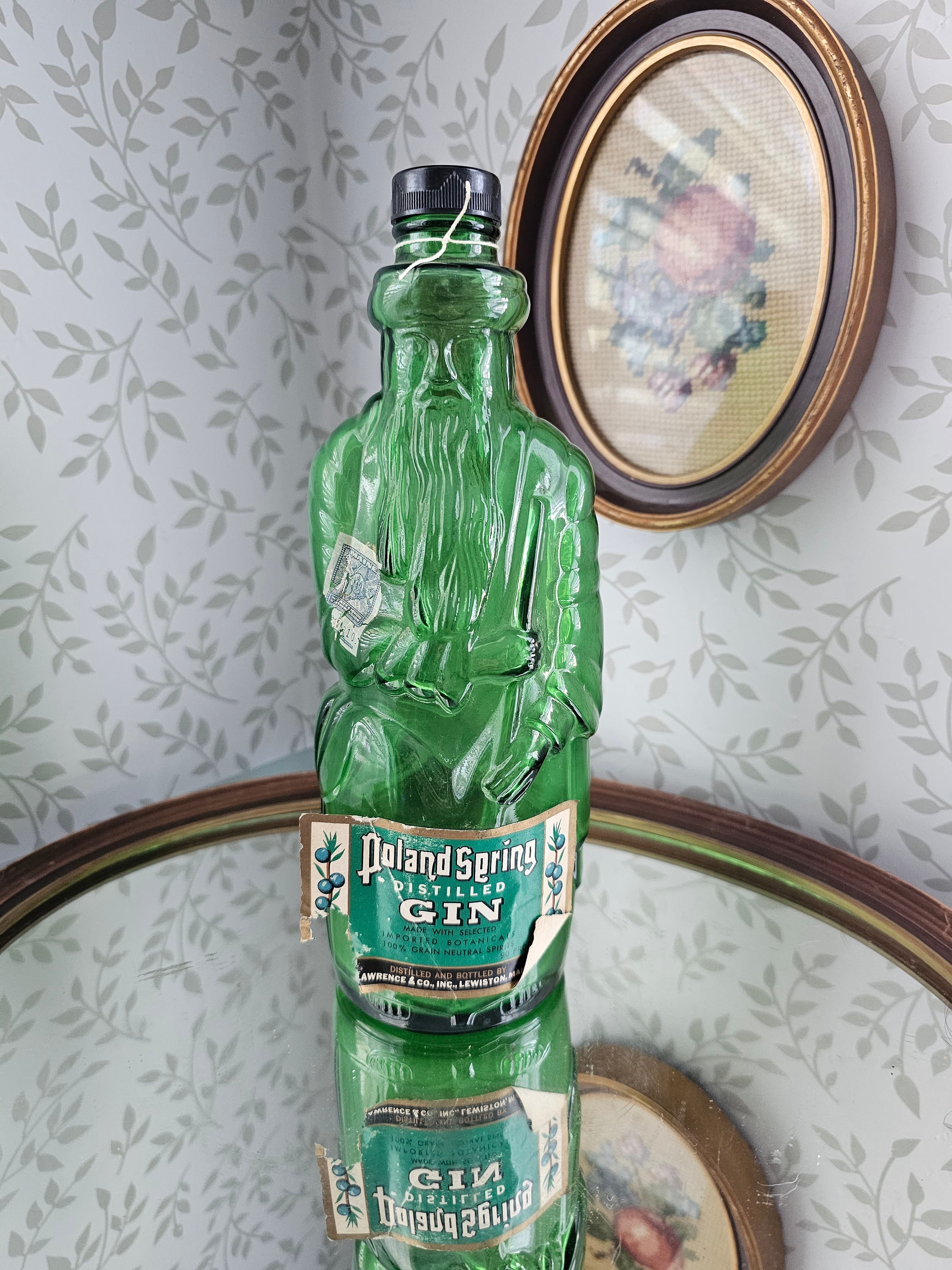 Vintage Green Poland Spring Sloe Gin 4/5 Quart Moses Figural - Etsy