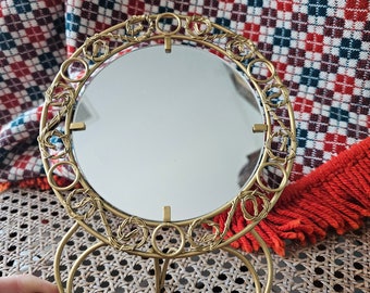 Vintage Small Tilting Mirror - Brass - Etsy