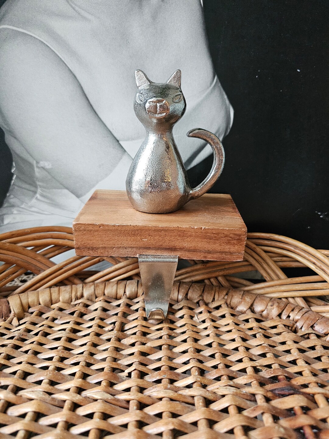 Silver Metal Cat Christmas Stocking Holder - Etsy