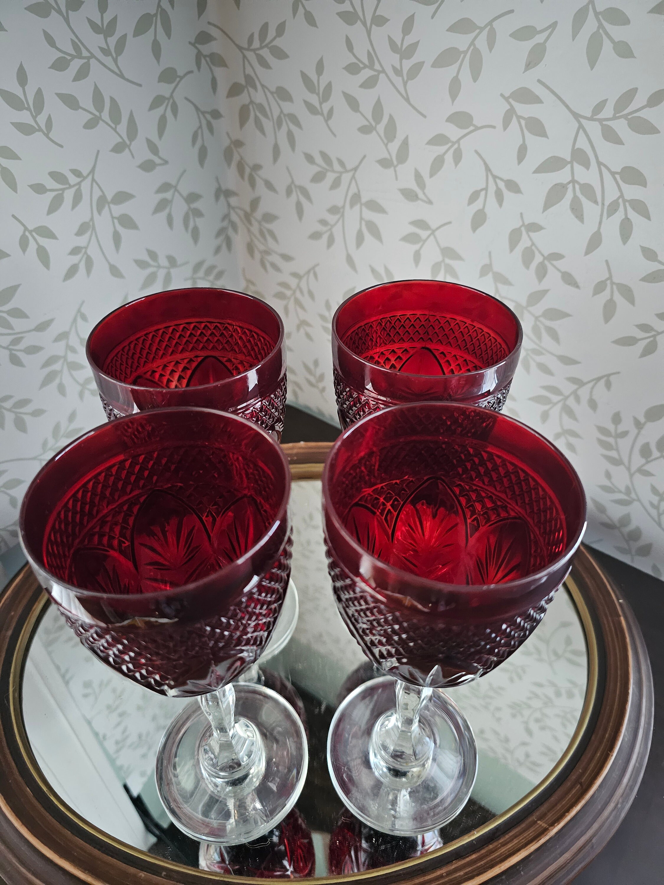 Antique Ruby Red Wine Glasses by CRISTAL D'ARQUES-DURAND - Etsy