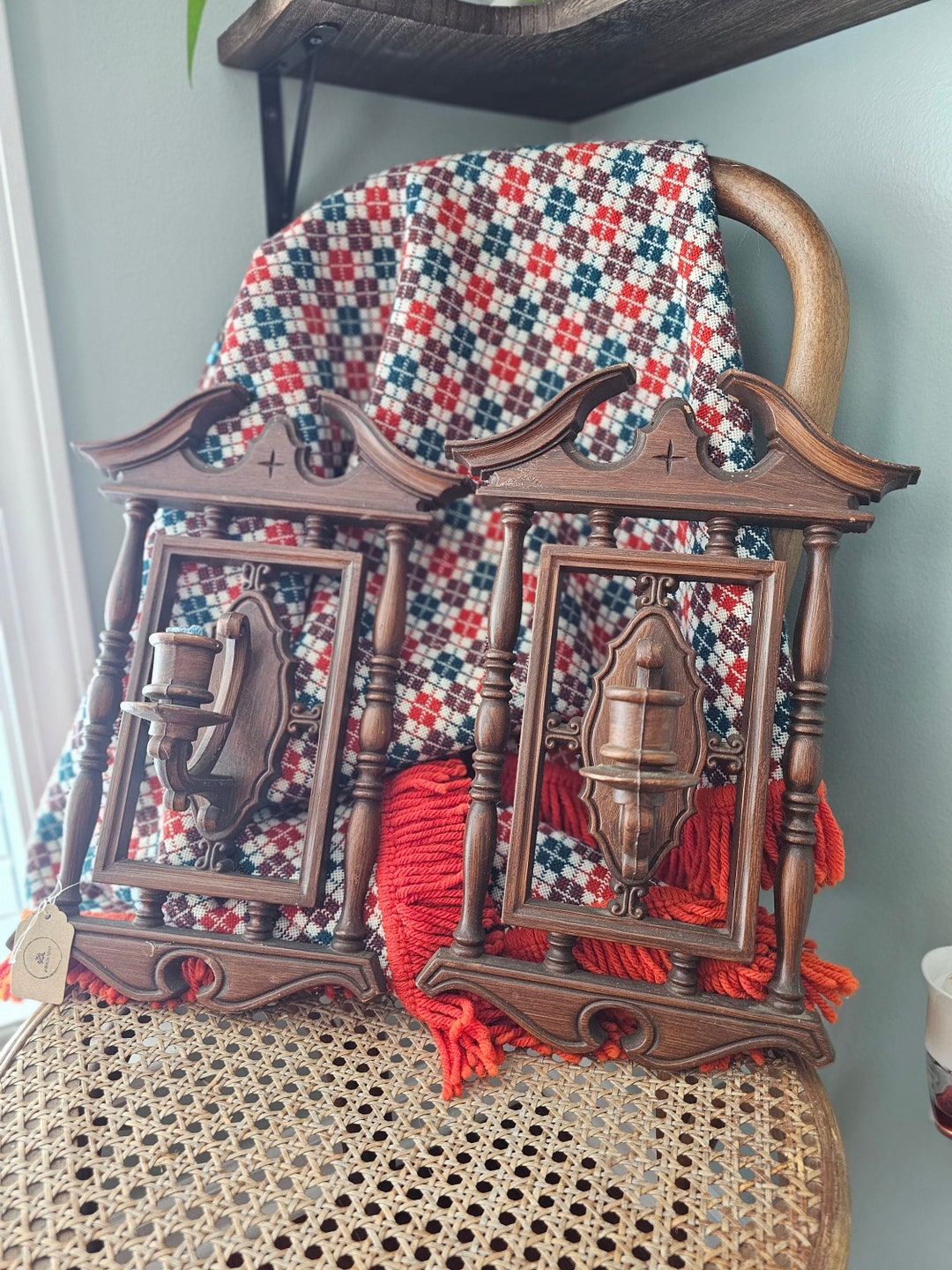 Vintage Faux Wood Wall Sconces - Etsy