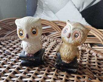 Vintage Enesco Ceramic Owl Figurine Weather Forecaster E-5959 1975 ...