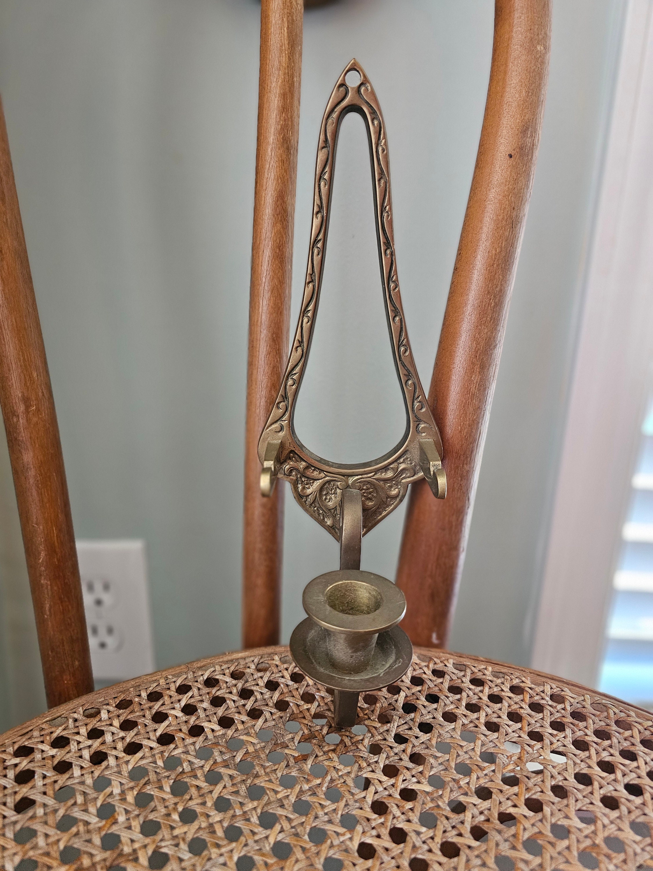 Vintage Brass Candlestick Holder Wall Hanging Crowning Touch Collection ...
