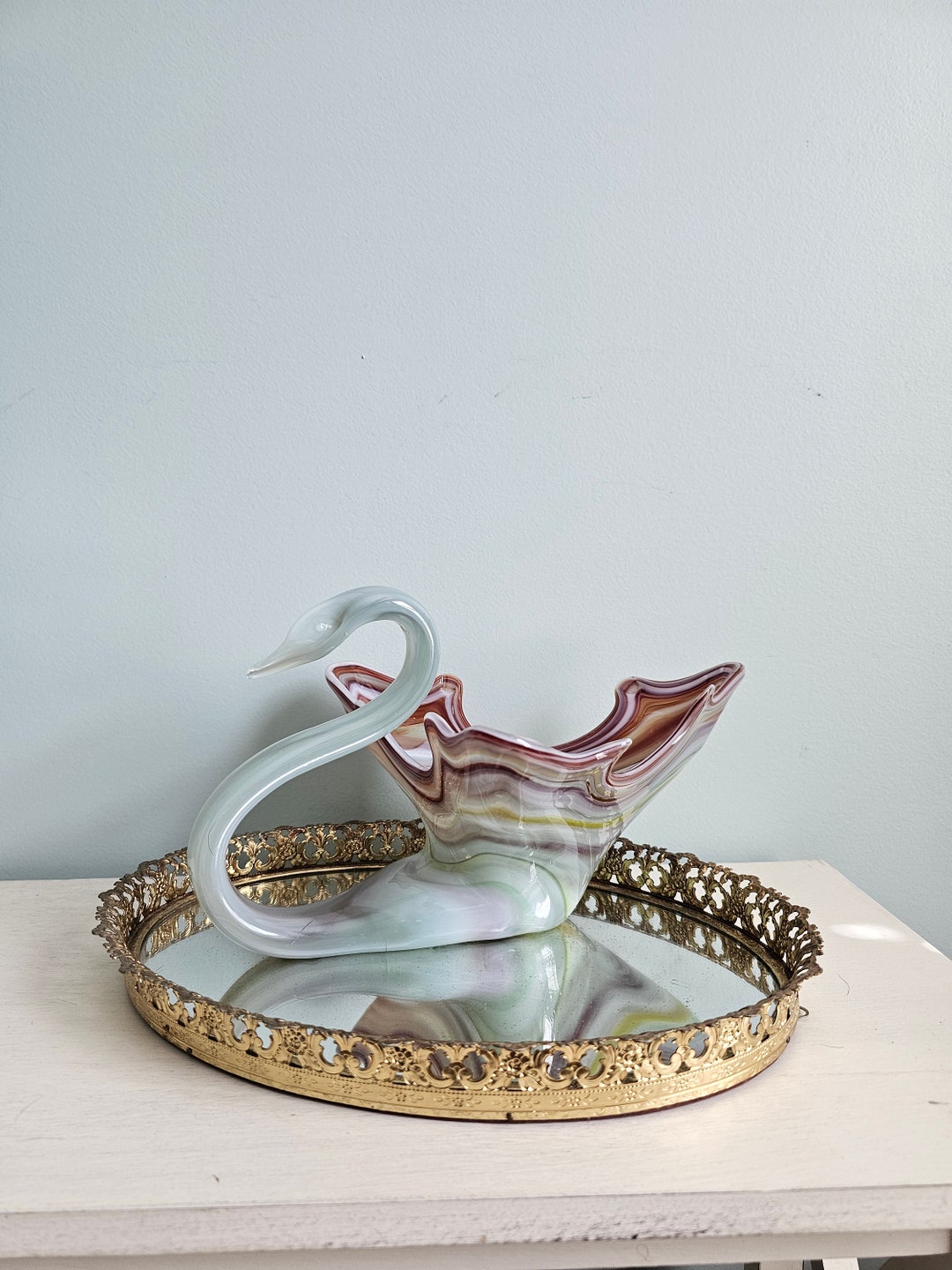Vintage Murano Glass Swan Bowl - Etsy