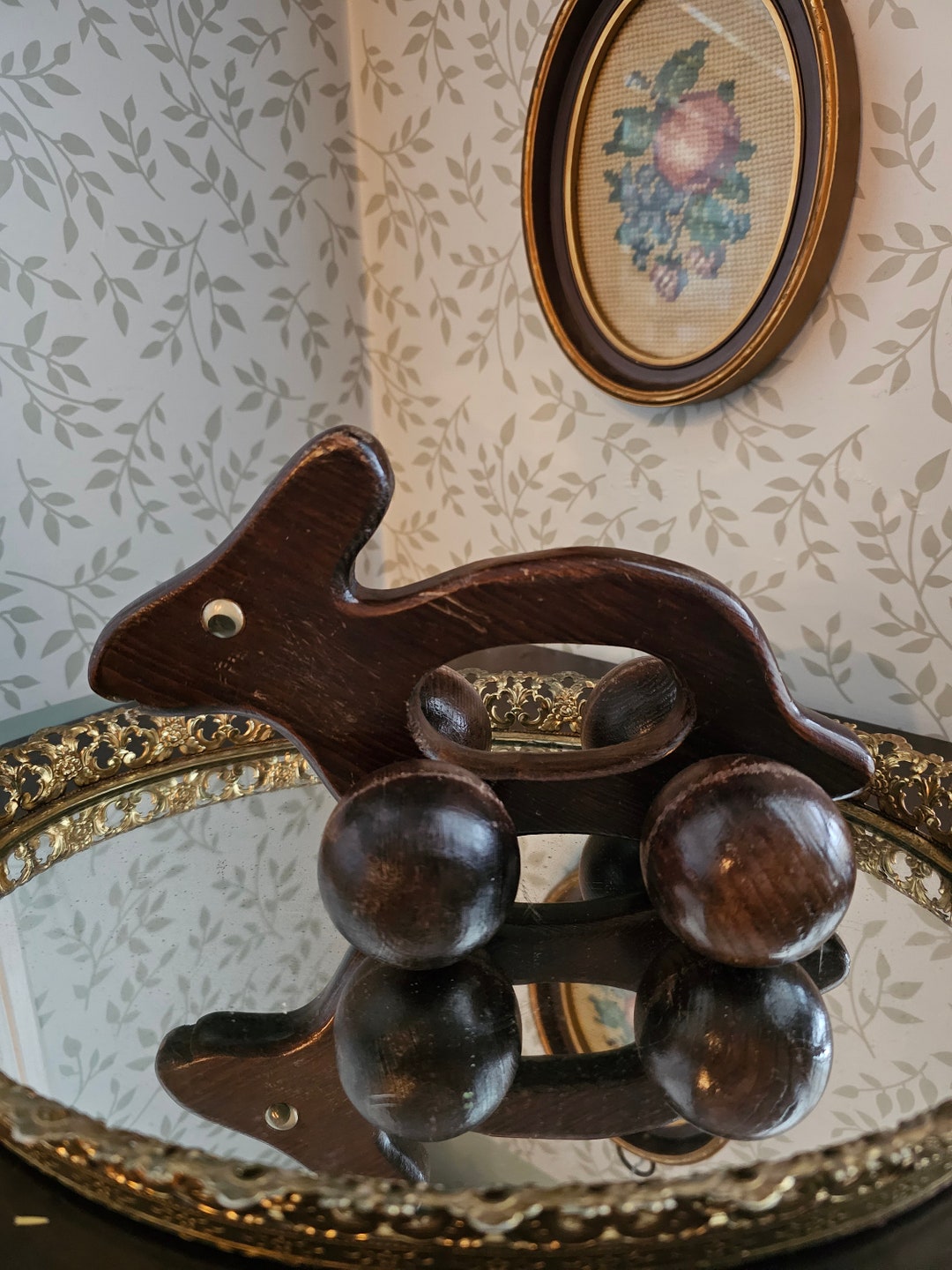 Vintage Wood Rabbit Rolling Push Children’s Toy, Body Massager - Etsy