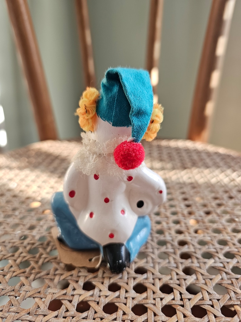 Vintage Aglion Ceramic Clown Figurines Hand Painted Happy Soccer Clown ...