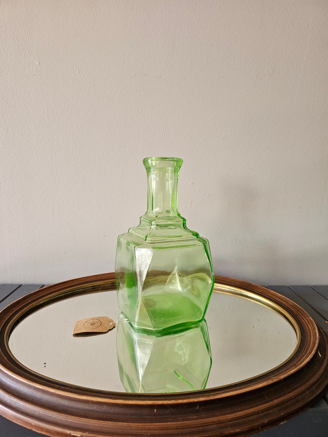 Vintage Uranium Glass Green Depression Era Decanter, Glows Under UV ...