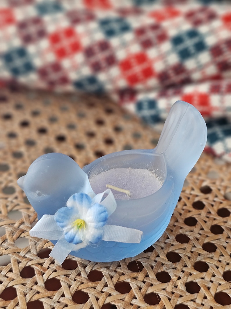 Vintage Glass Bluebird Candle Holder - Etsy