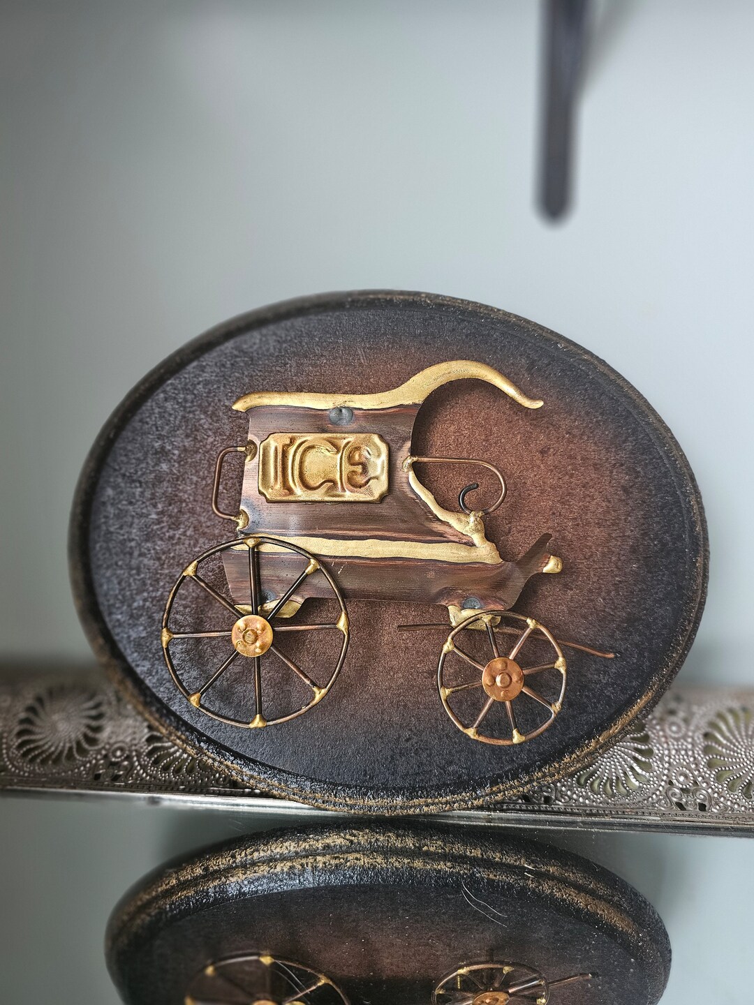 Vintage Copper Brass Ice Wagon Wall Plaque - Etsy