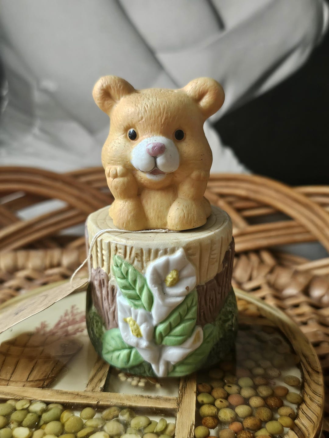 Vintage Bear and Stump Salt & Pepper Set - Etsy