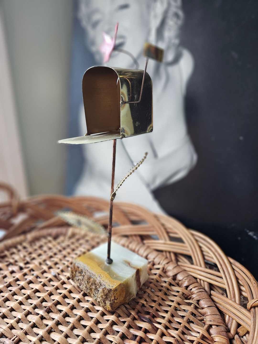 MCM Brass/ Copper Mailbox on Marble Stand Sculpture - Etsy