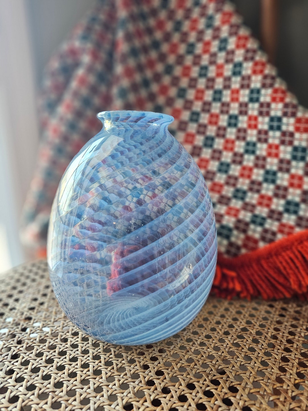 Avon Venetian Swirls Art Glass Ovoid Blue Swirl Vase Japan 1985 - Etsy