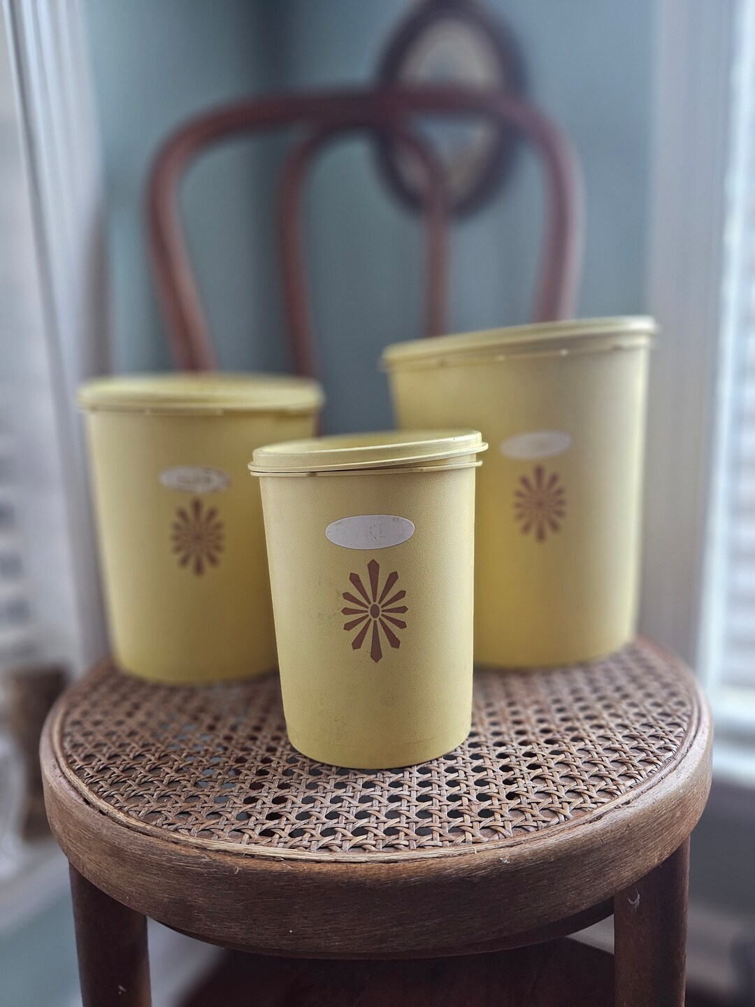 Vintage Tupperware Canister Set Three Yellow Nesting Food Storage ...