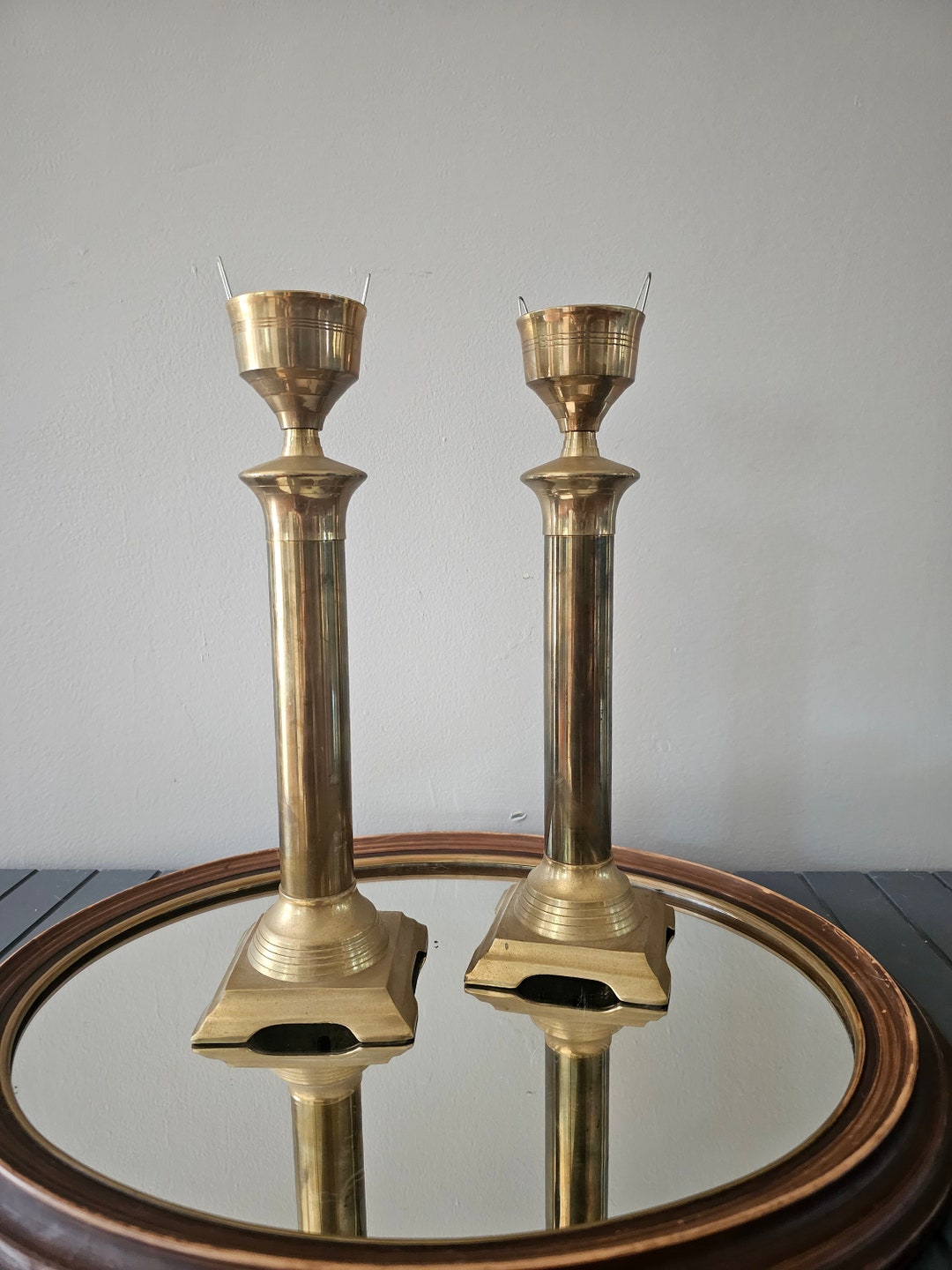 12" Large Vintage Brass Candlesticks Set of 2 - Etsy
