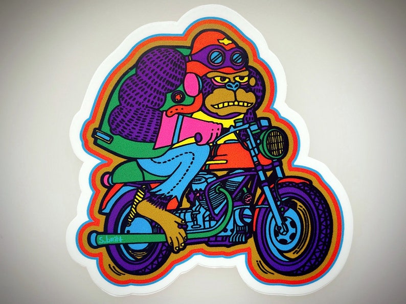 Buster the Burly Biker - Sticker - Etsy
