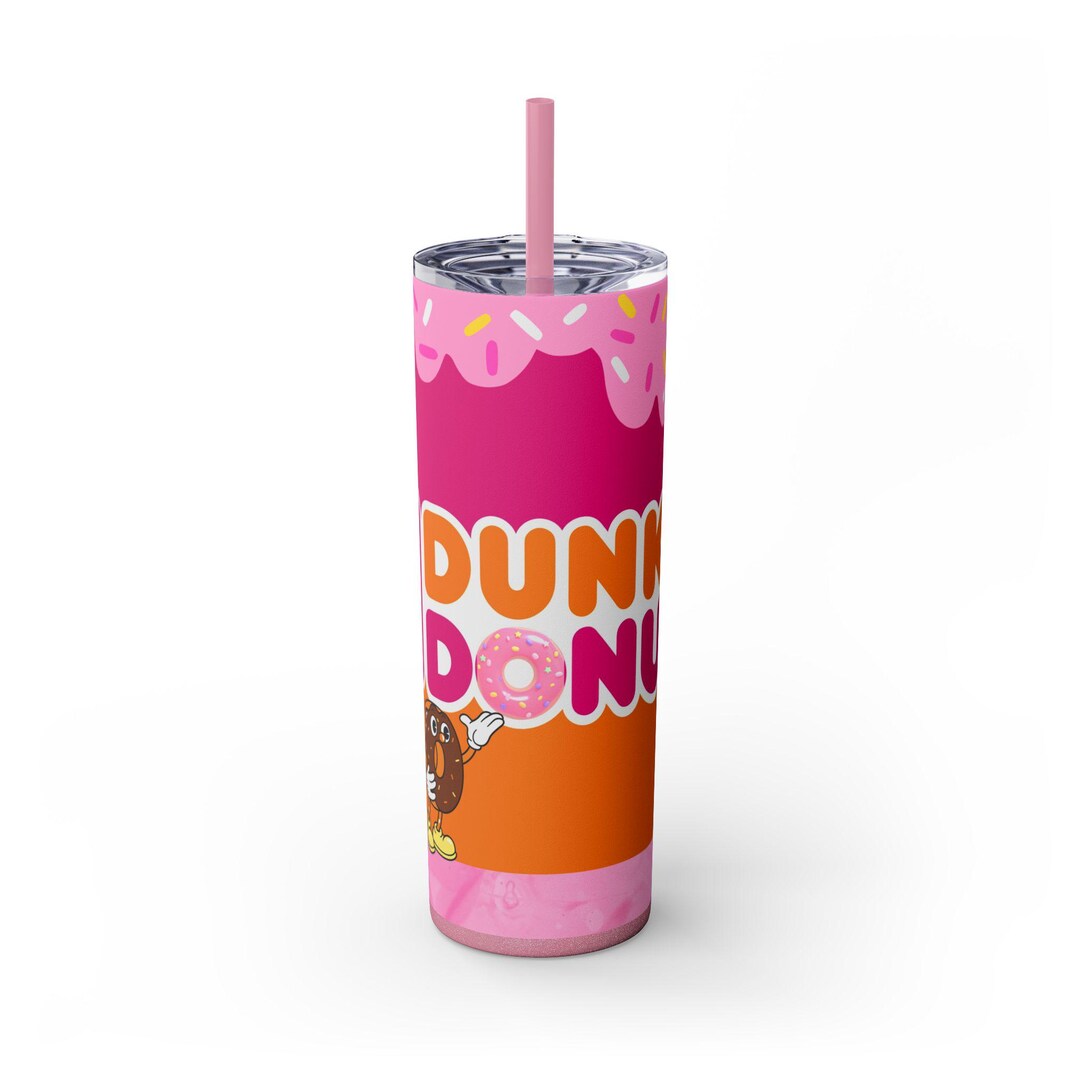 Dunkin' Donuts Skinny Tumbler With Straw, 20oz Perfect for Coffee ...
