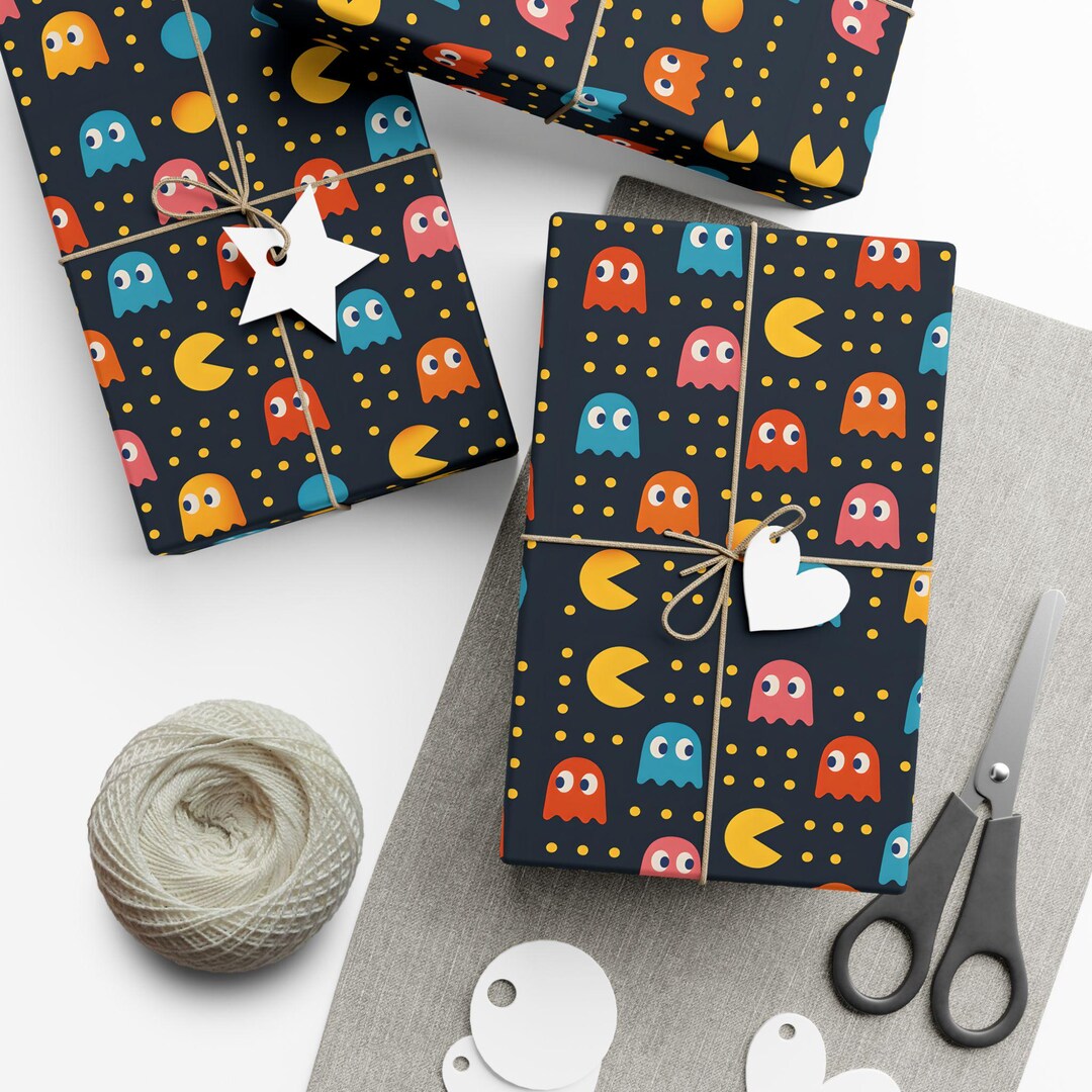 Retro Arcade Pac-man Pattern Gift Wrap Paper | Video Game Wrapping ...