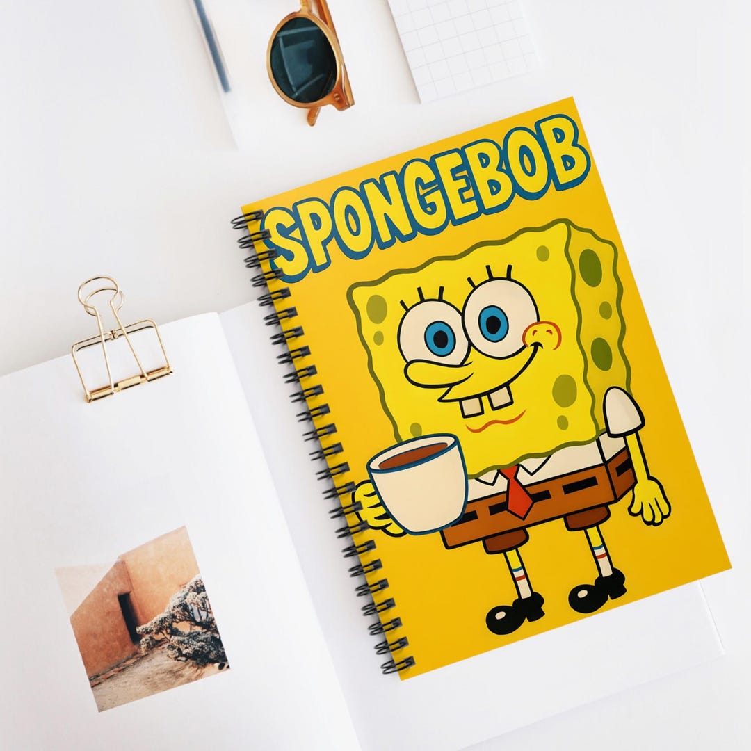 Spongebob Cartoon Character Spiral Notebook | Ruled Journal - Etsy