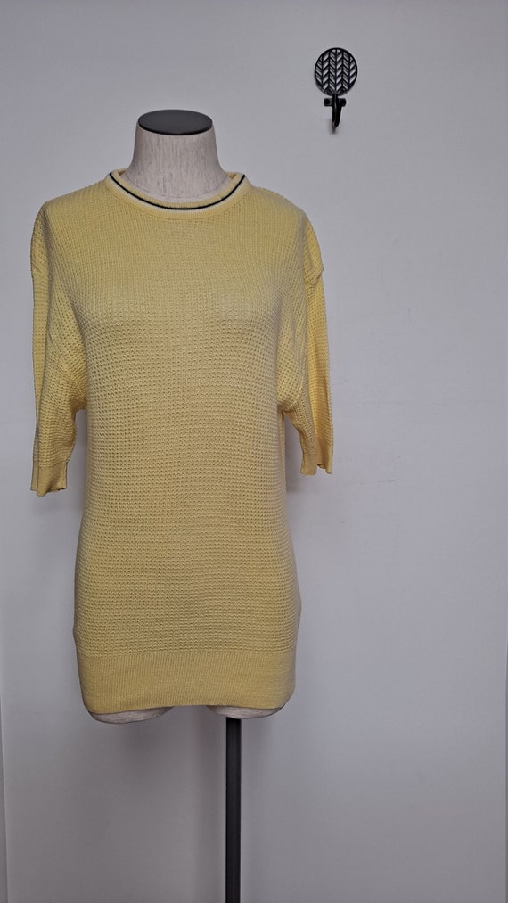 1960s/70s Yellow Stretch Poly Bell Bottom Trousers Si… - Gem