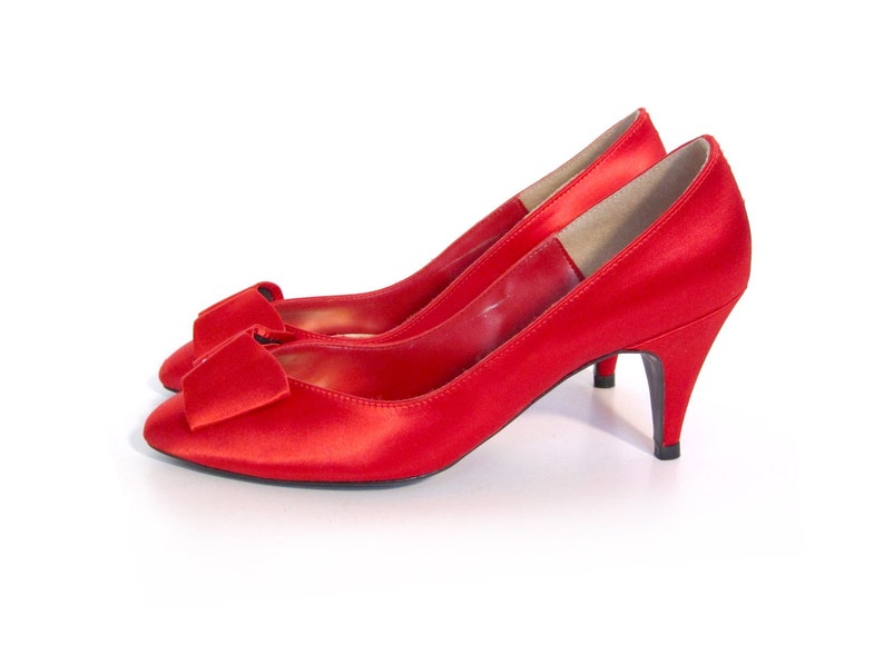 Vintage 80s RUBY SLIPPER High Heel Satin Pumps Womens 5 | Etsy