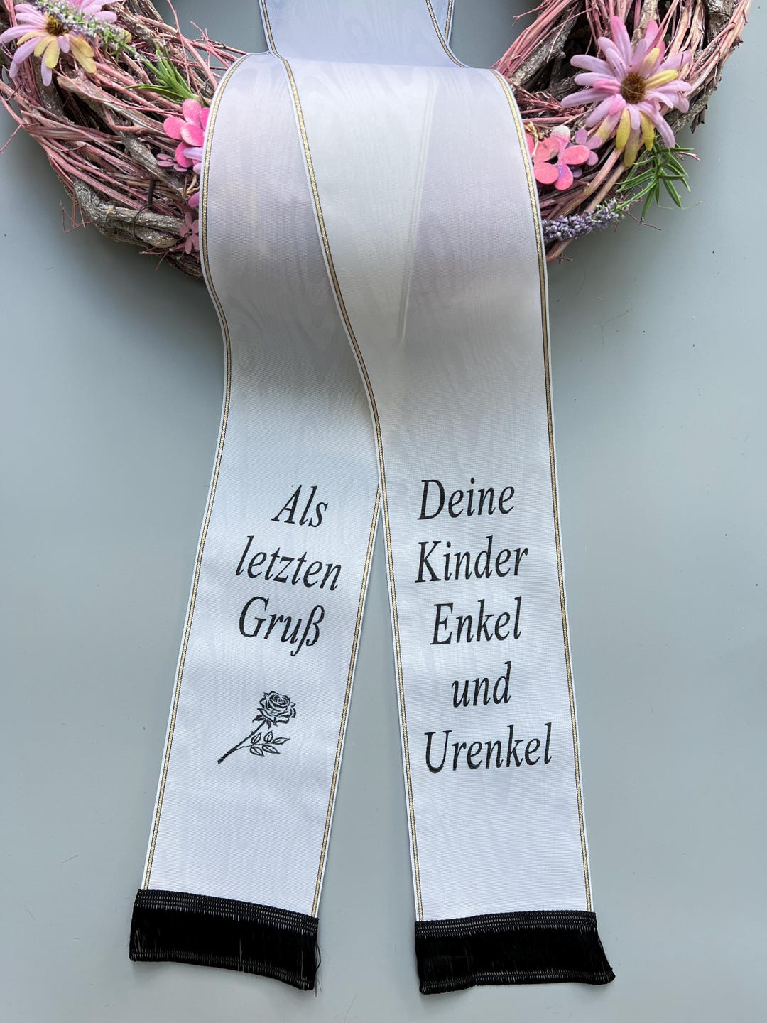 Moire Trauerschleife mit Text personalisiert, Grabsgesteckband Bedruckt ...