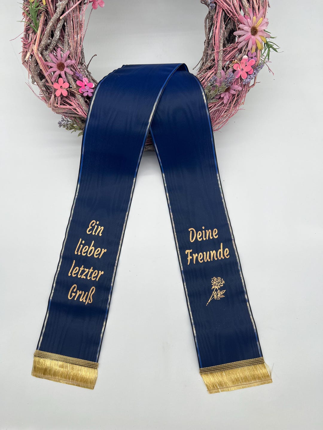 Moire Trauerschleife mit Text personalisiert, Grabsgesteckband Bedruckt ...