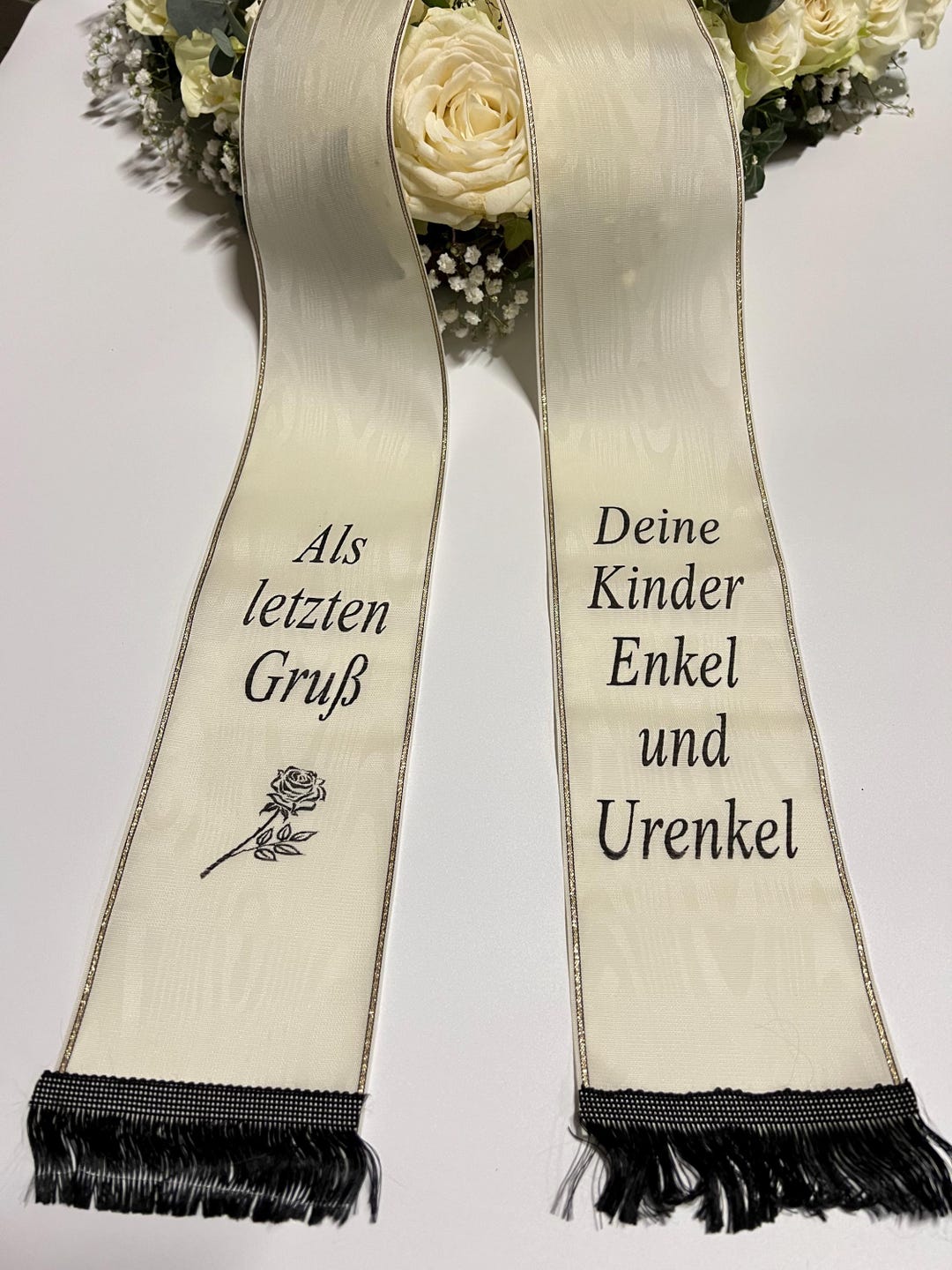 Moire Mourning Ribbon Personalized With Text, Grave Arrangement Ribbon ...