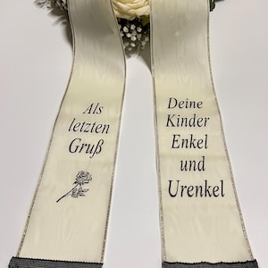 Moire Trauerschleife mit Text personalisiert, Grabsgesteckband Bedruckt ...