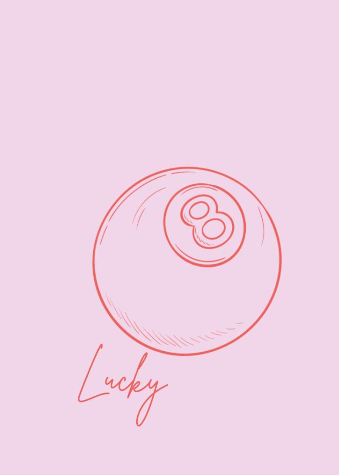 Two Toned Pink Lucky 8-ball Digital Print, Pool Ball Retro Wall Art ...
