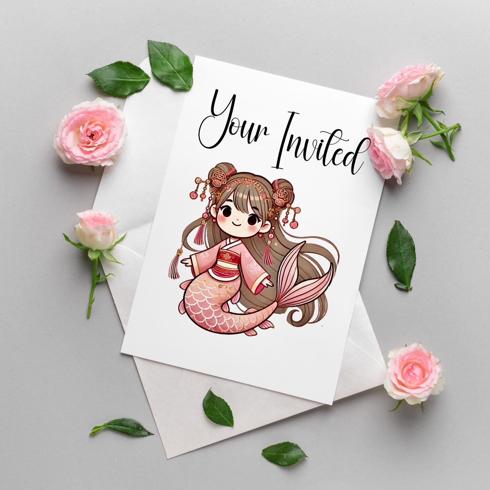 4 Cute Chinese Mermaid PNG Design Asian Mermaid Clipart Bundle High ...