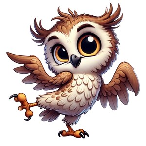 4 Dancing Owls PNG Whimsical Owl PNG, Cute Cartoon Owl Clipart ...