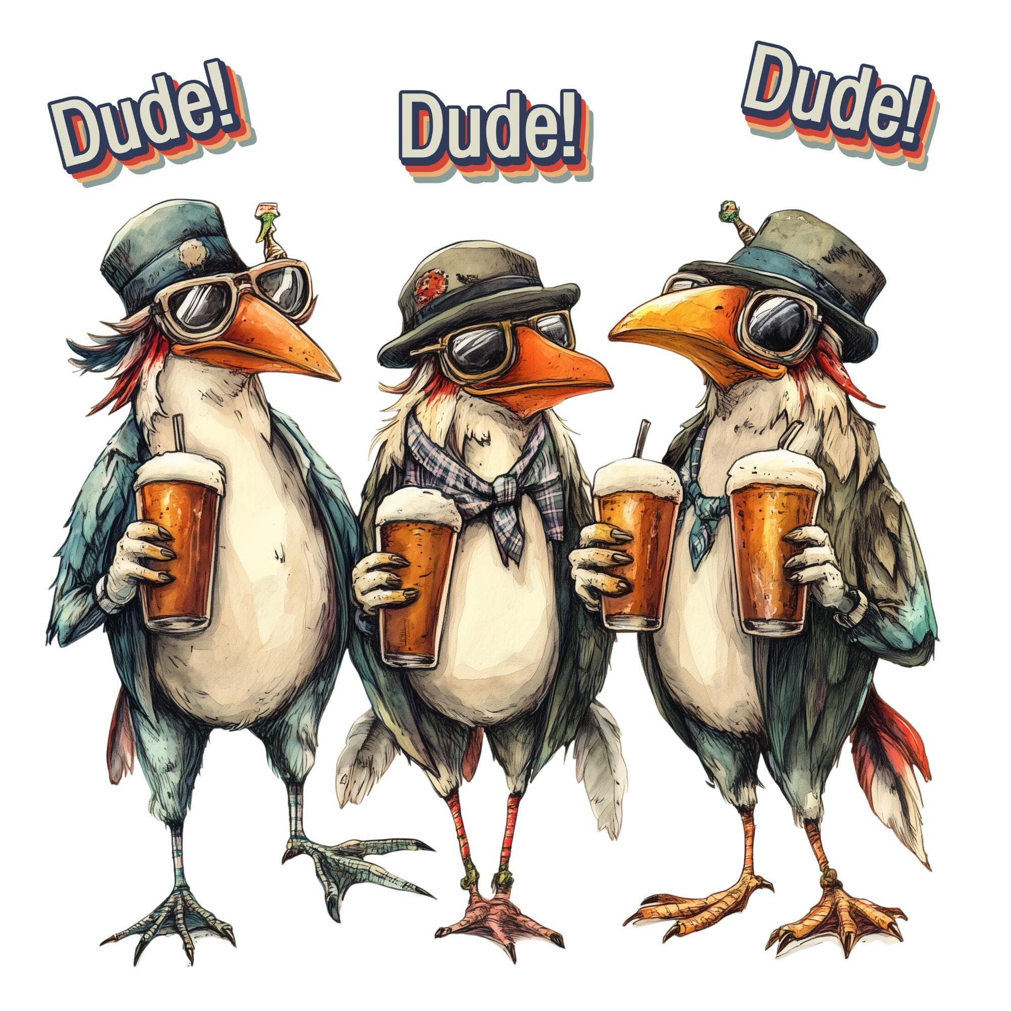 Dude Bird Beer PNG: Watercolor Sublimation Design (digital Download) - Etsy