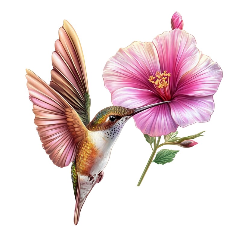 Beautiful Pink Hummingbird Hibiscus PNG Clipart, Pretty Colibri ...