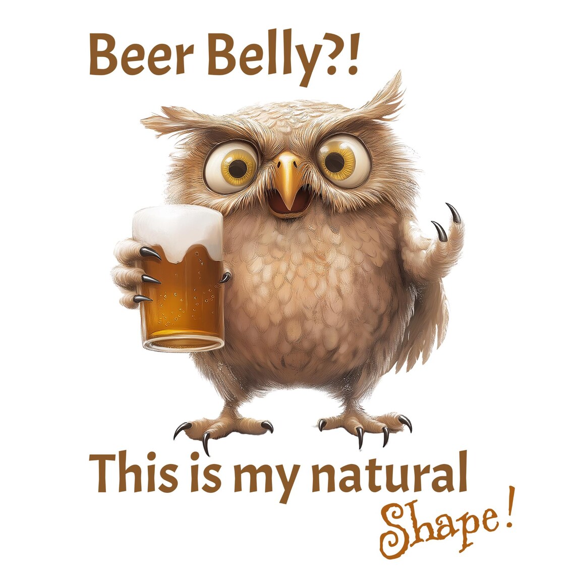 Owl Holding Beer Tshirt Design PNG Beer Belly PNG Sublimation Printable ...