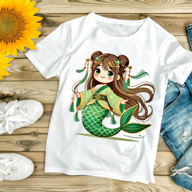 4 Cute Chinese Mermaid PNG Design Asian Mermaid Clipart Bundle High ...