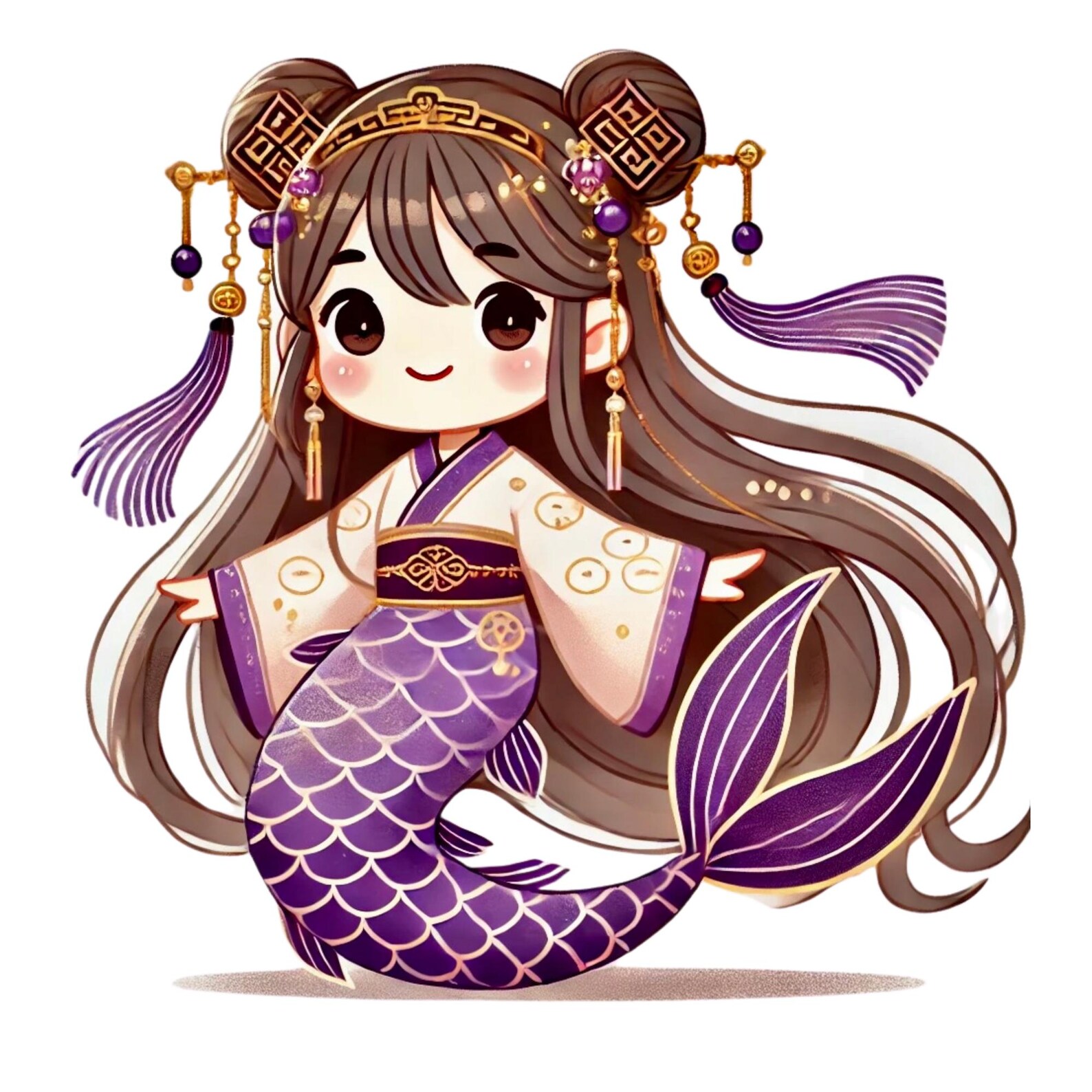 4 Cute Chinese Mermaid PNG Design Asian Mermaid Clipart Bundle High ...