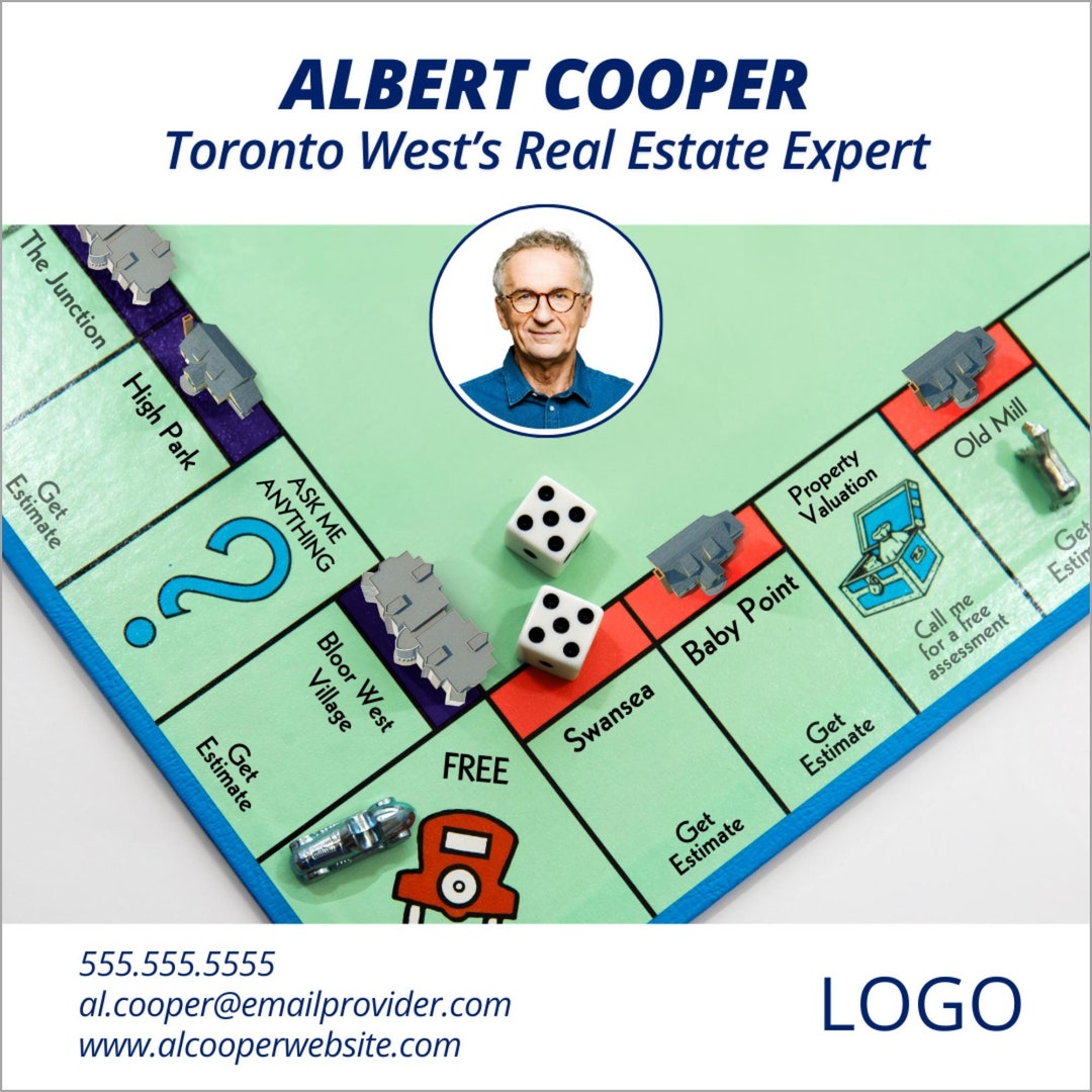 Monopoly-inspired Social Media Canva Template Local Real Estate Expert ...