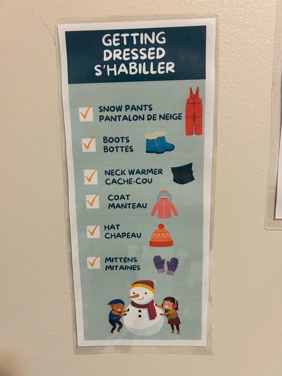 Printable Getting Dressed for Winter Toddlers Pictogram EN/FR - Etsy