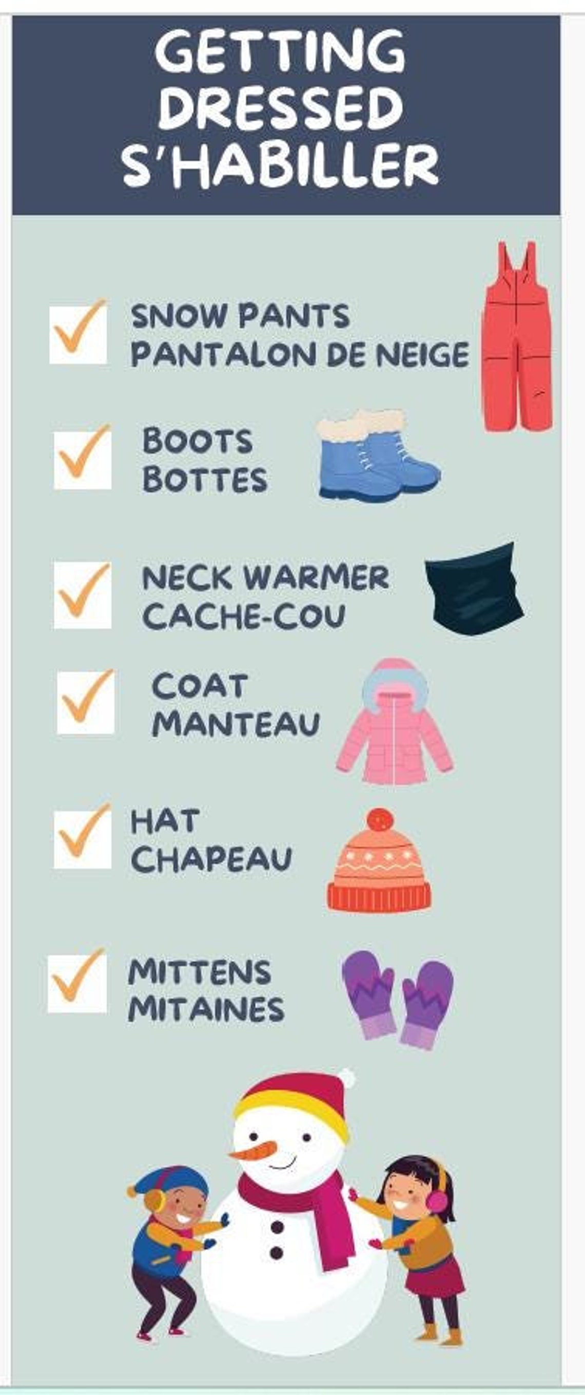 Printable Getting Dressed for Winter Toddlers Pictogram EN/FR - Etsy