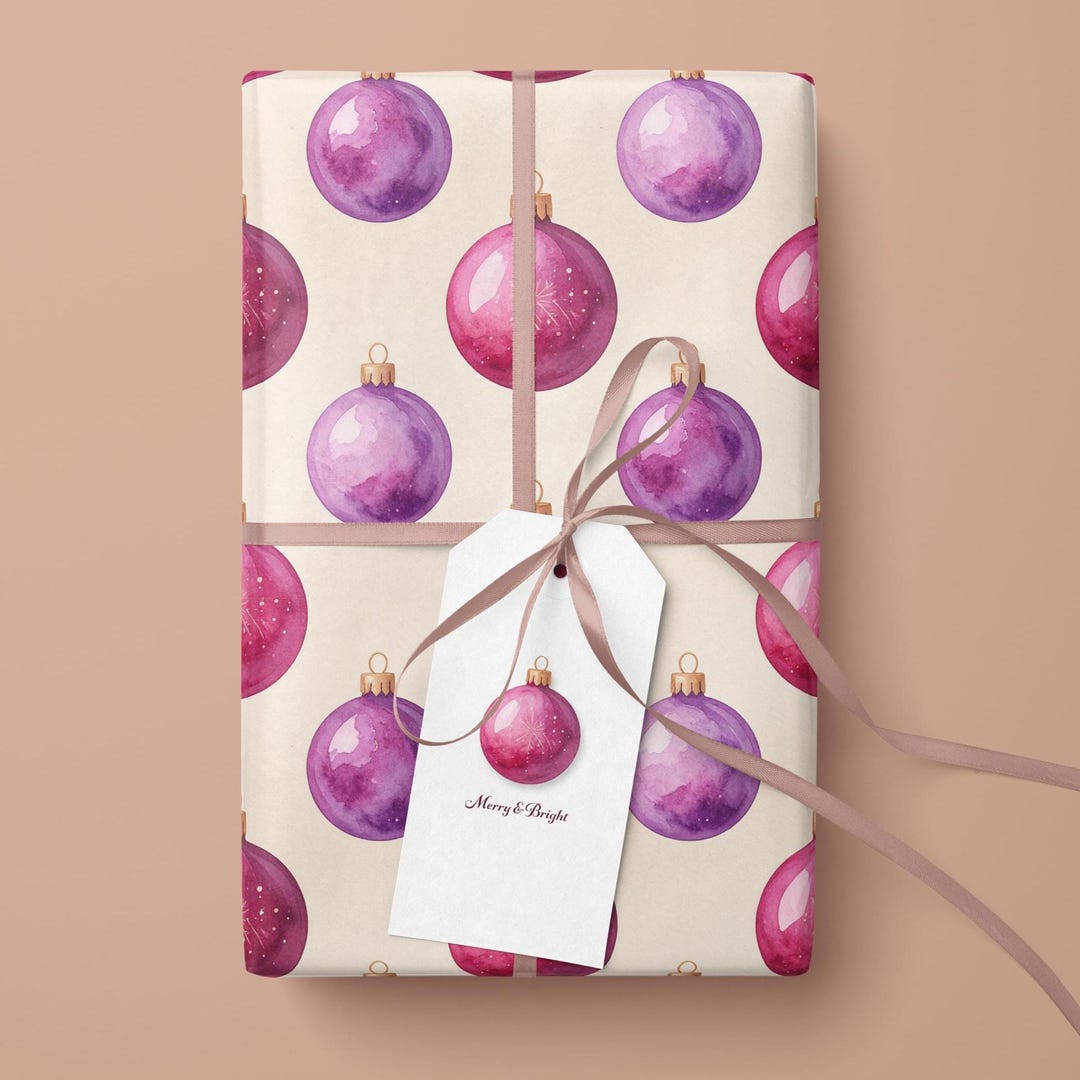 Purple Christmas Wrapping Paper Ornaments - Etsy
