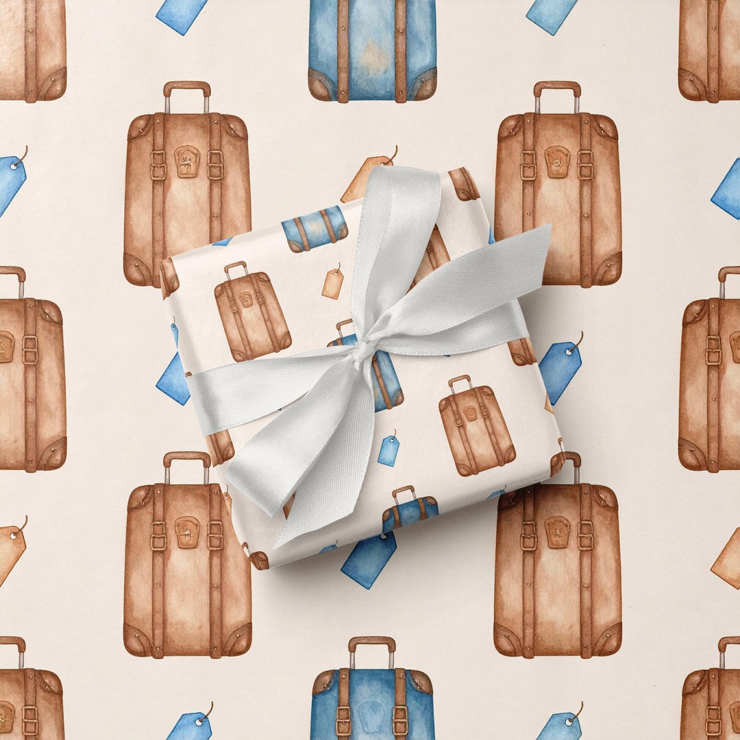 Vintage Suitcase Wrapping Paper Travel Gift Wrap Adventure Theme - Etsy