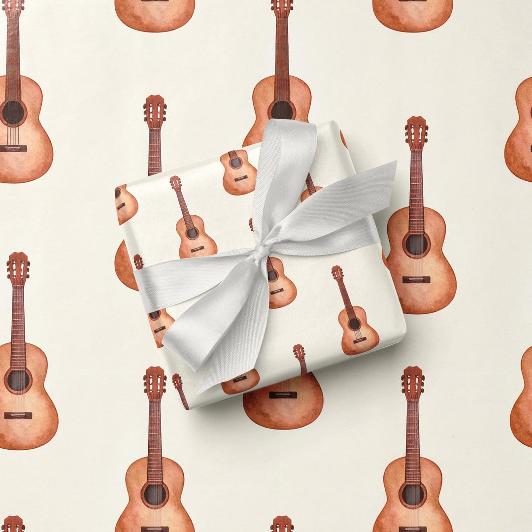 Acoustic Guitar Wrapping Paper Music Lover Gift Wrap Guitar Gift Paper ...