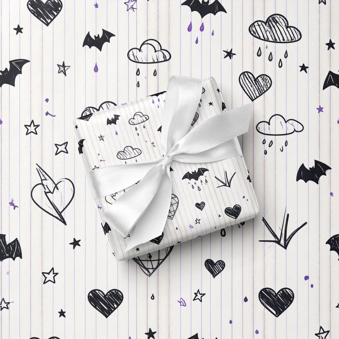 Emo Doodle Wrapping Paper for Scene Kids & Alt Birthdays - Etsy