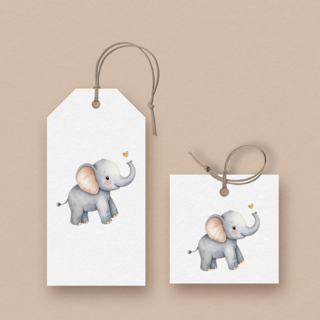 Baby Elephant Gift and Favor Tags (PDF Download) - Etsy