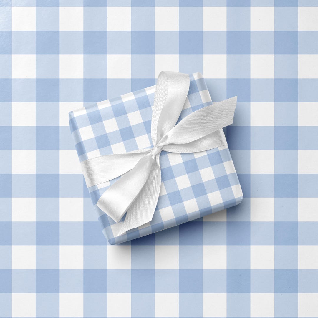 Blue Pastel Gingham Wrapping Paper Everyday Gift Wrap - Etsy