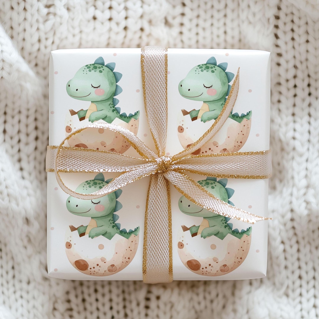 Dino Baby Wrapping Paper for Hatching Soon Showers and Kid Birthdays - Etsy